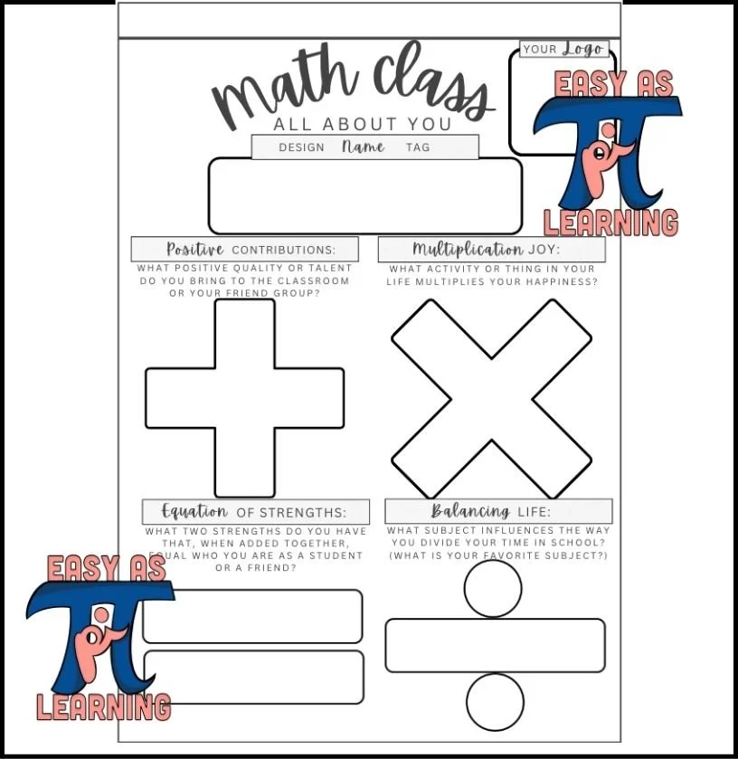 All About Me - Math First Week Activities — EASY AS PI LEARNING
