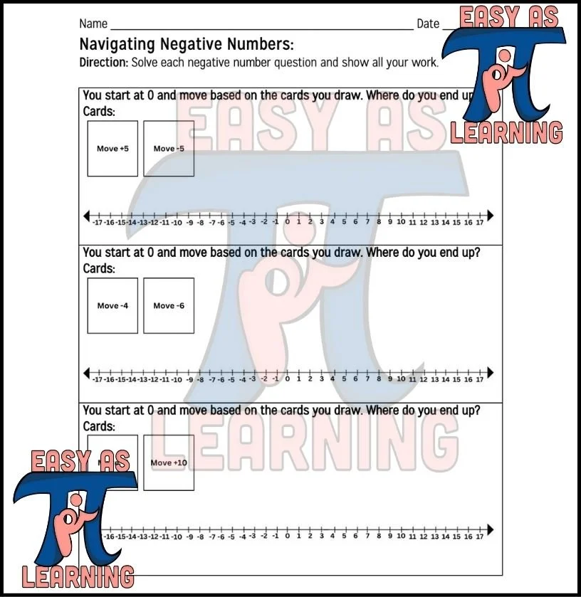 Navigating Negative Numbers - Space Adventure — EASY AS PI LEARNING