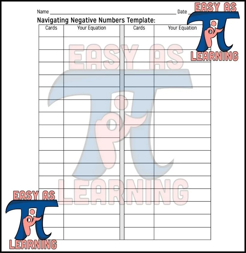Navigating Negative Numbers - Space Adventure — EASY AS PI LEARNING