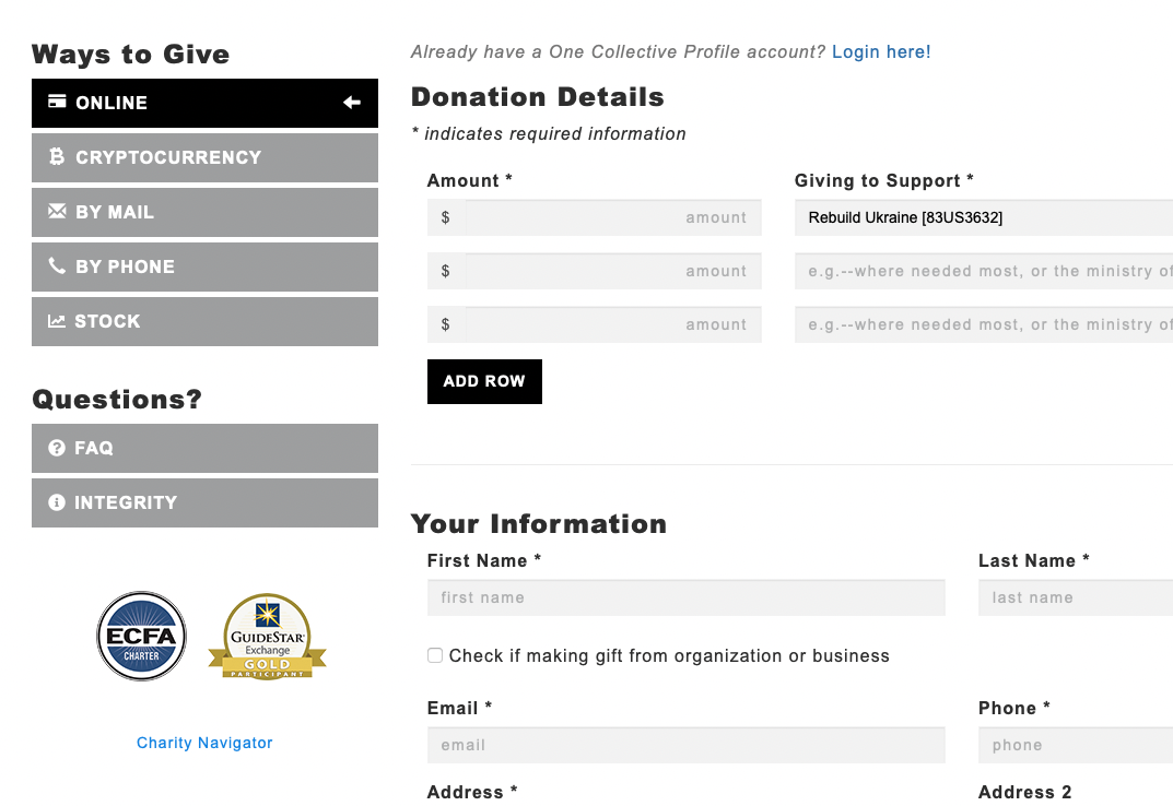 Giving Options — Rebuild Ukraine
