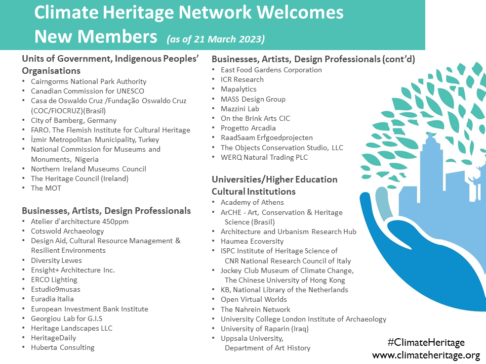 Climate Heritage Network Welcomes 92 New Member Organisations — Climate ...