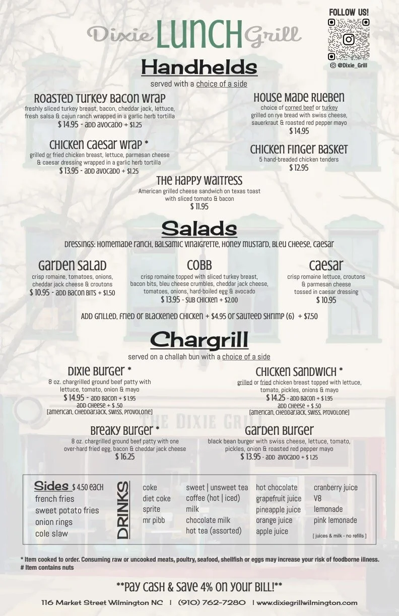 Menu — The Dixie Grill