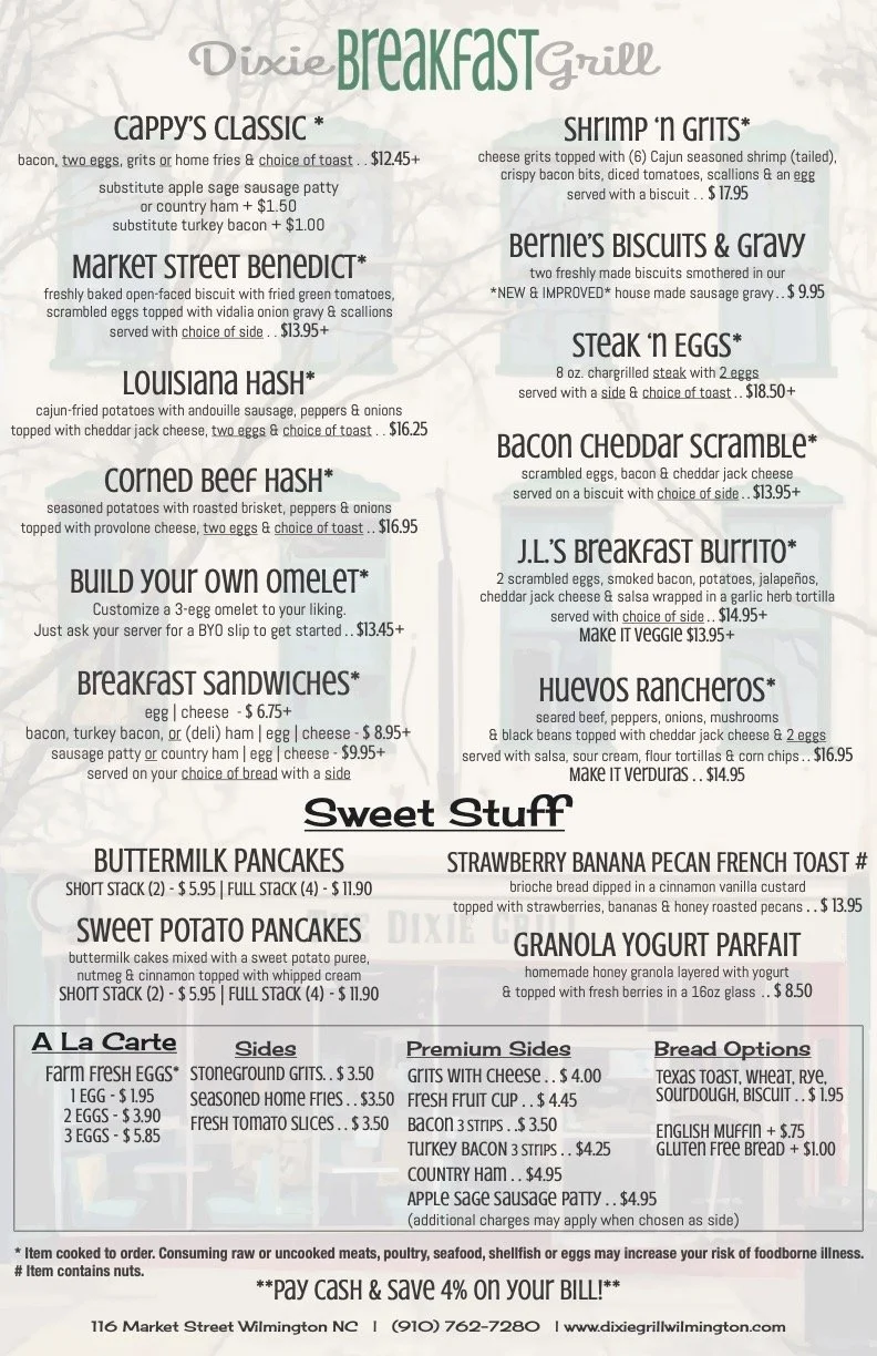 Menu — The Dixie Grill