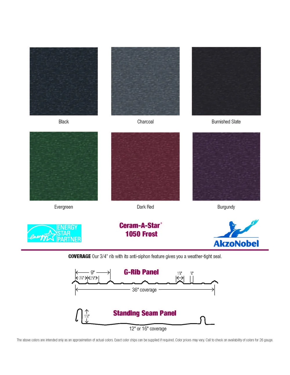 COLOR CHART — Manchester Metals 48