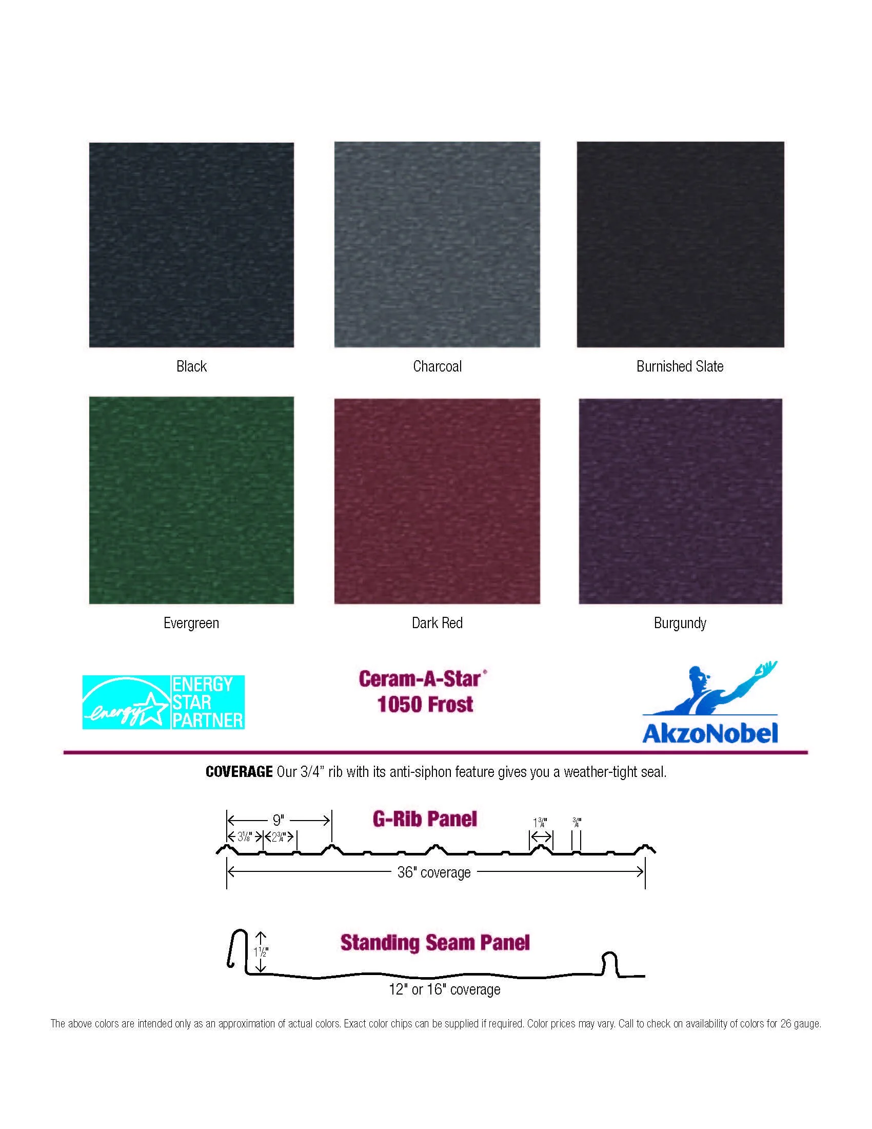 COLOR CHART — Manchester Metals 48