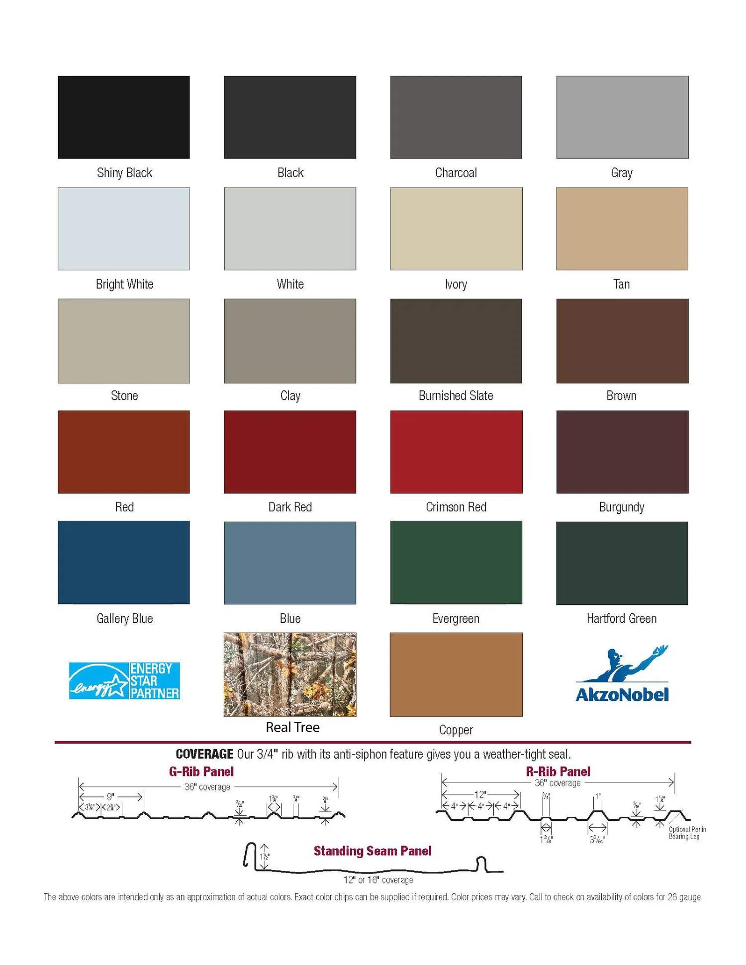 COLOR CHART — Manchester Metals 48