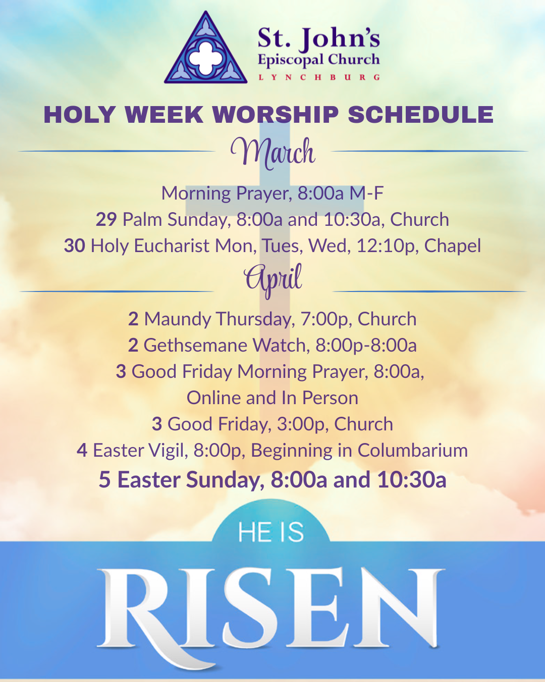 Holy Week and Easter 2026 — St. John's Lynchburg