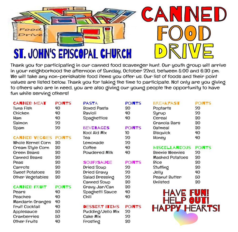 Youth Group Scavenger Hunt Food Drive — St. John's Lynchburg