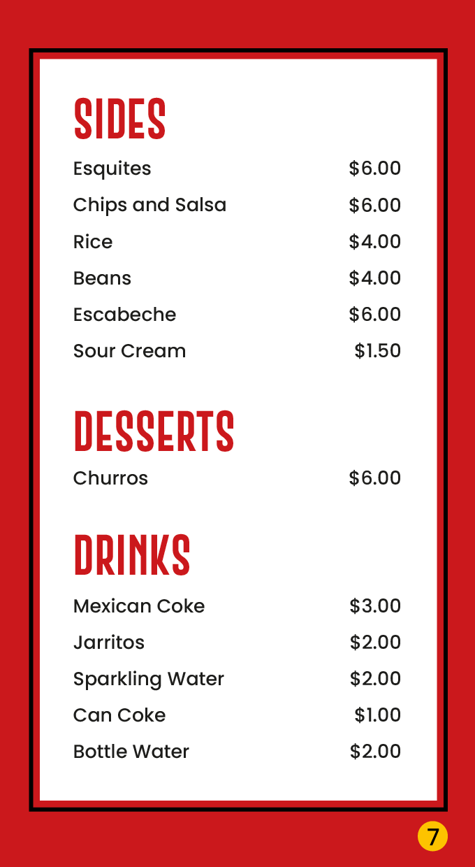 Menu — Betos Taqueria
