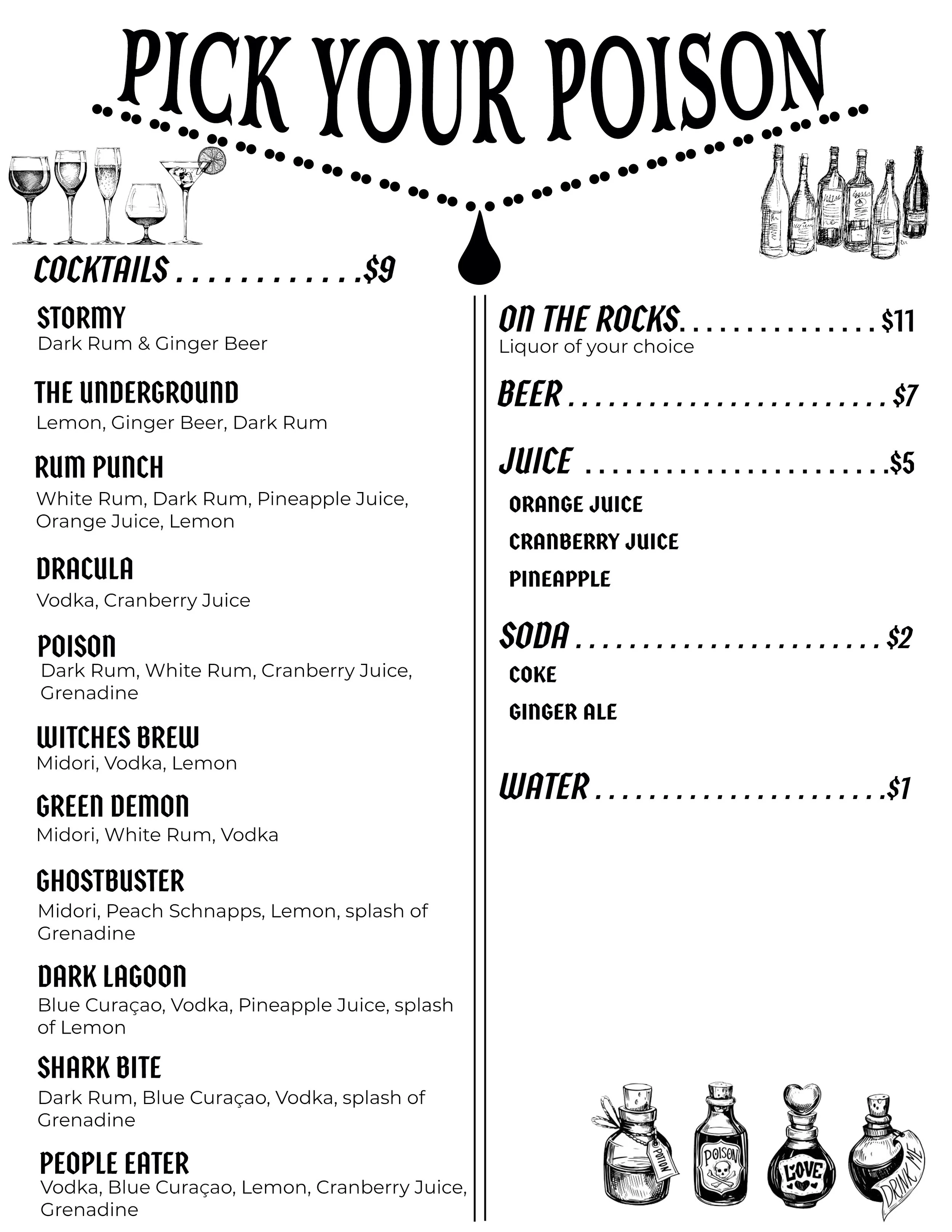 Halloween Bar Menu Design — Mai Designs