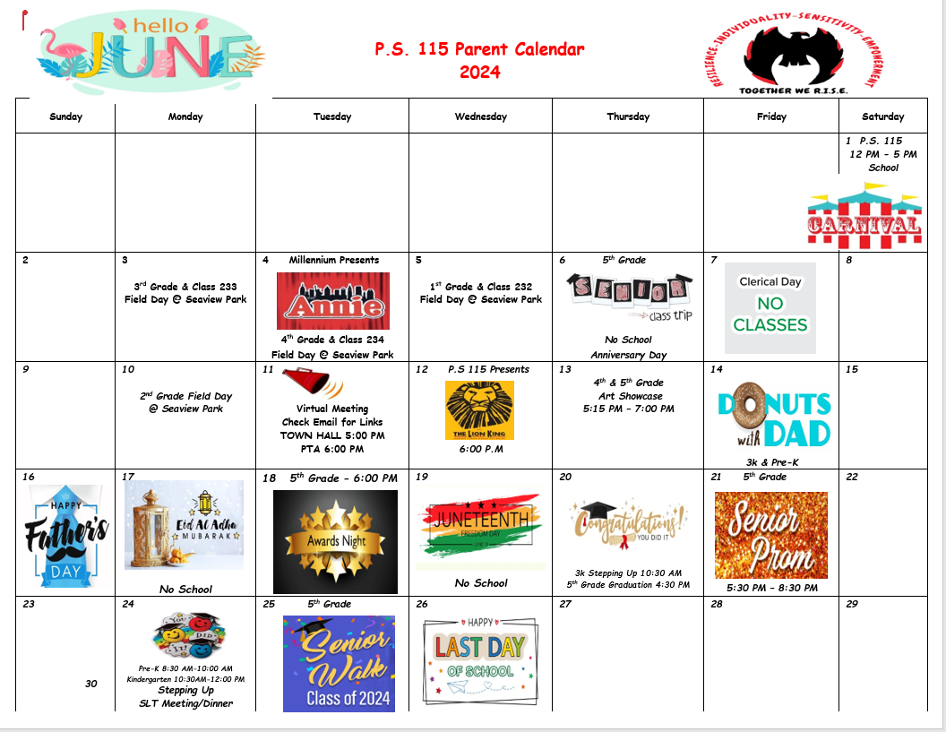 Calendar & Events — PS 115