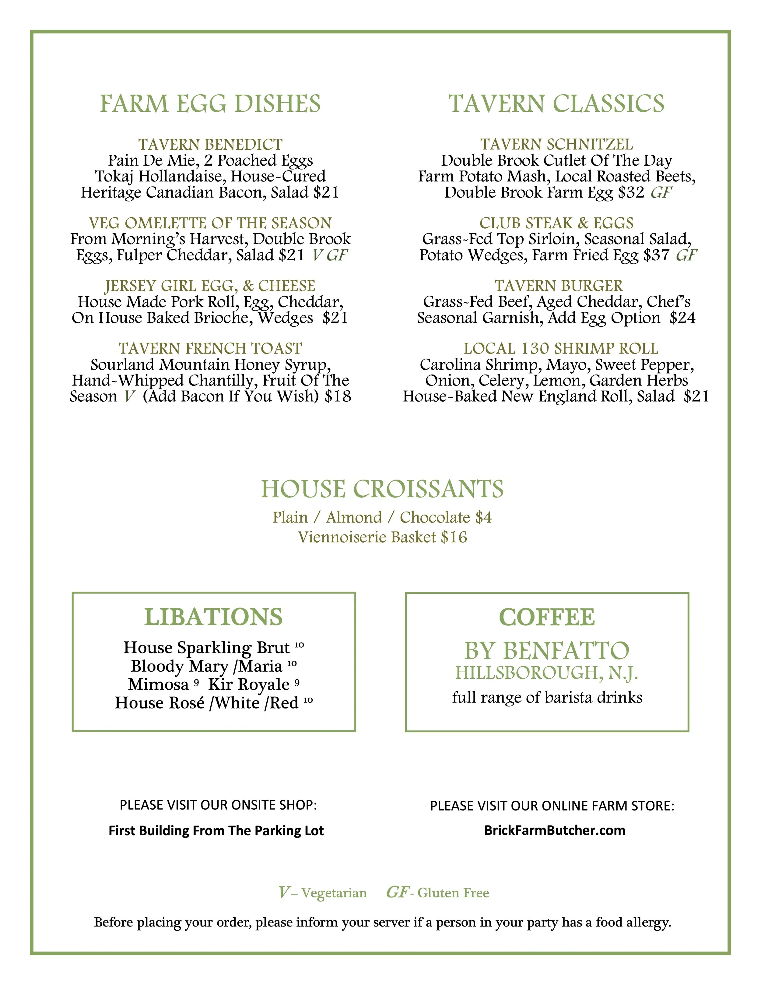 BRUNCH MENU — B r i c k F a r m T a v e r n