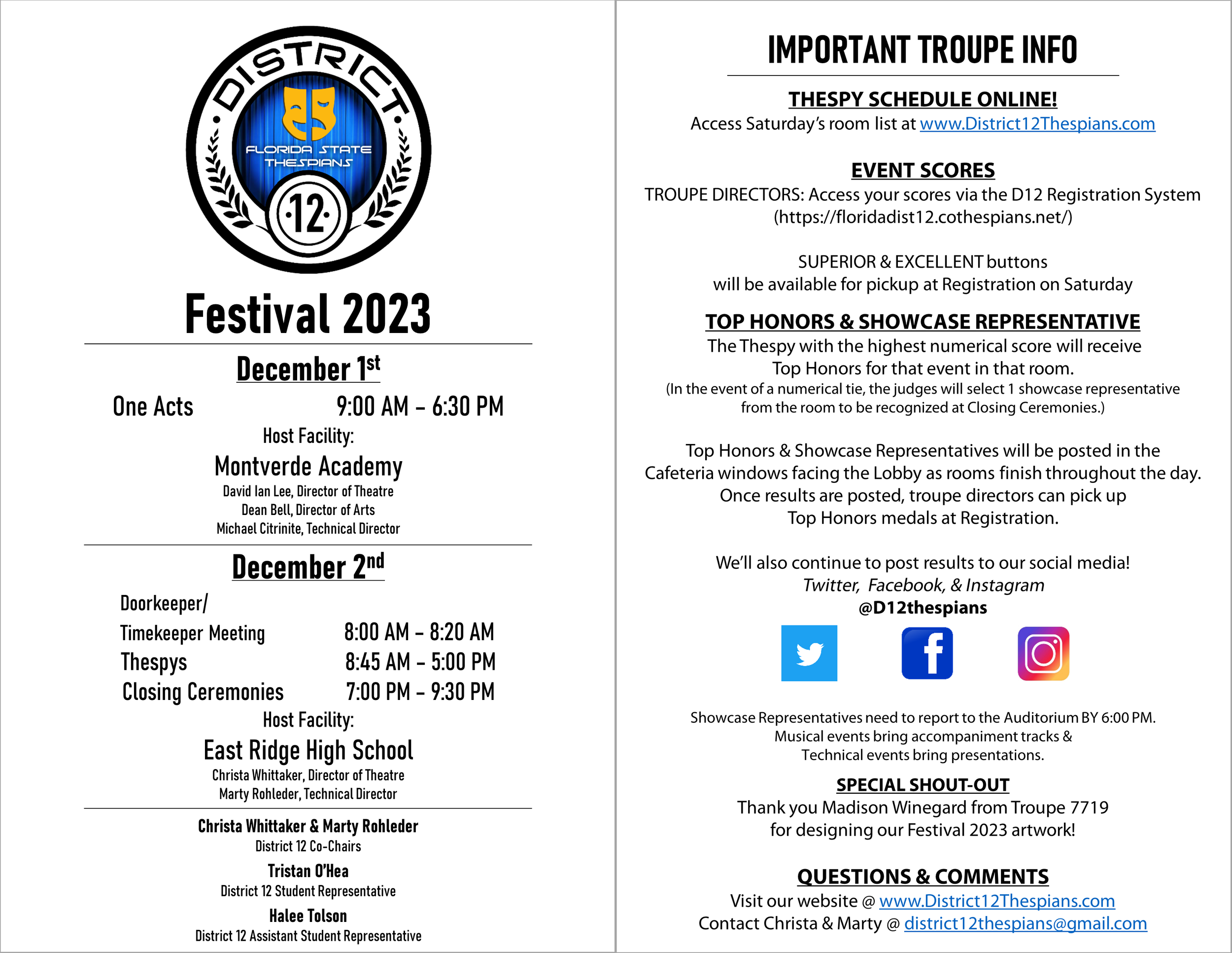 General Details — District XII Florida Thespians