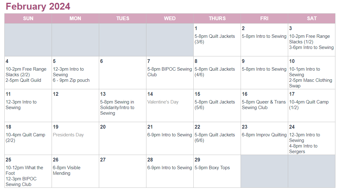 Calendar View — Sincere Studio