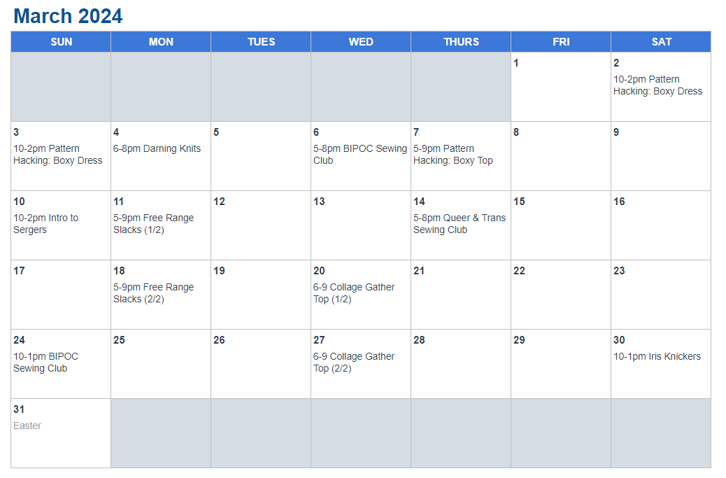 Calendar View — Sincere Studio