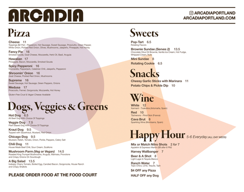 Food Menu — Arcadia