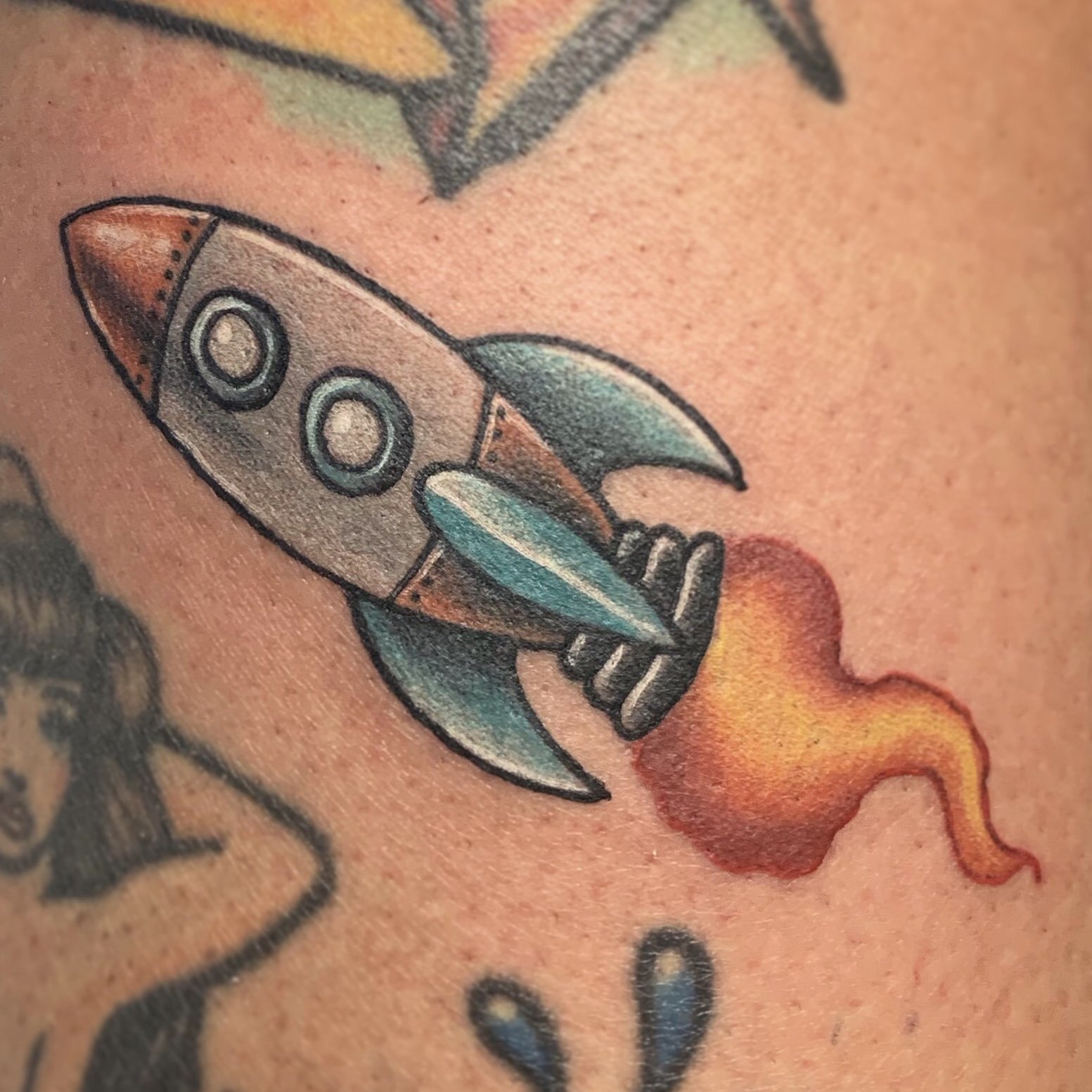 Traditional Rocket Ship Tattoo