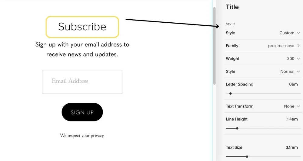 Squarespace 7.1 newsletter block CSS — Original Box
