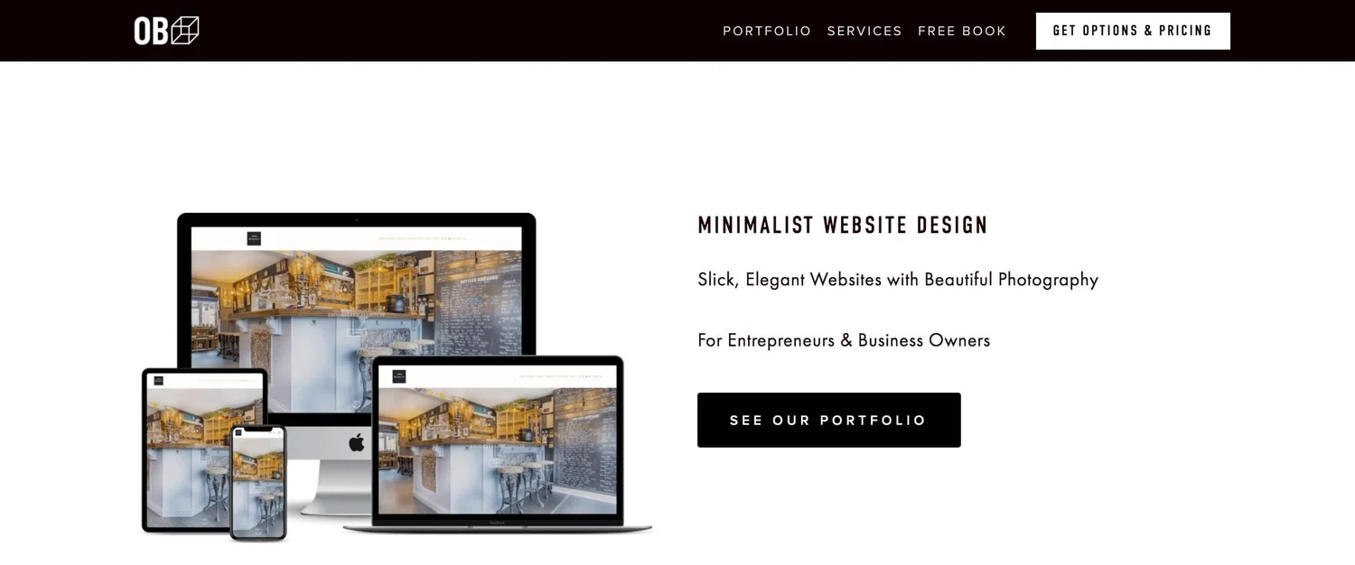 How many primary navigation links in minimalist web design — Original Box