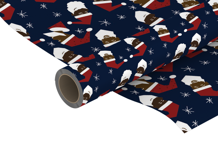 Black Santa Wrapping Paper — Safari Calligraphy