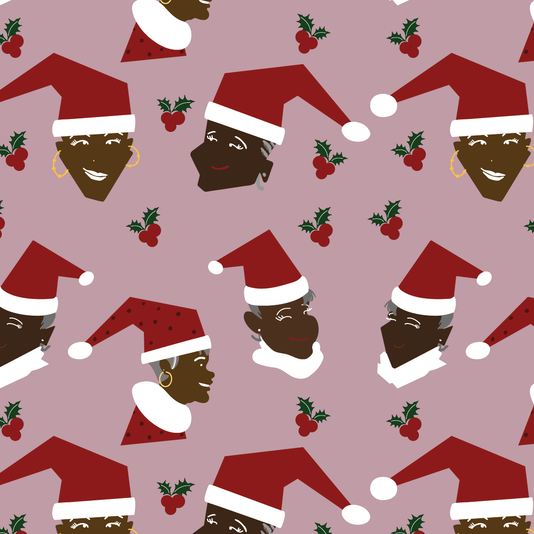 Black Santa Wrapping Paper — Safari Calligraphy