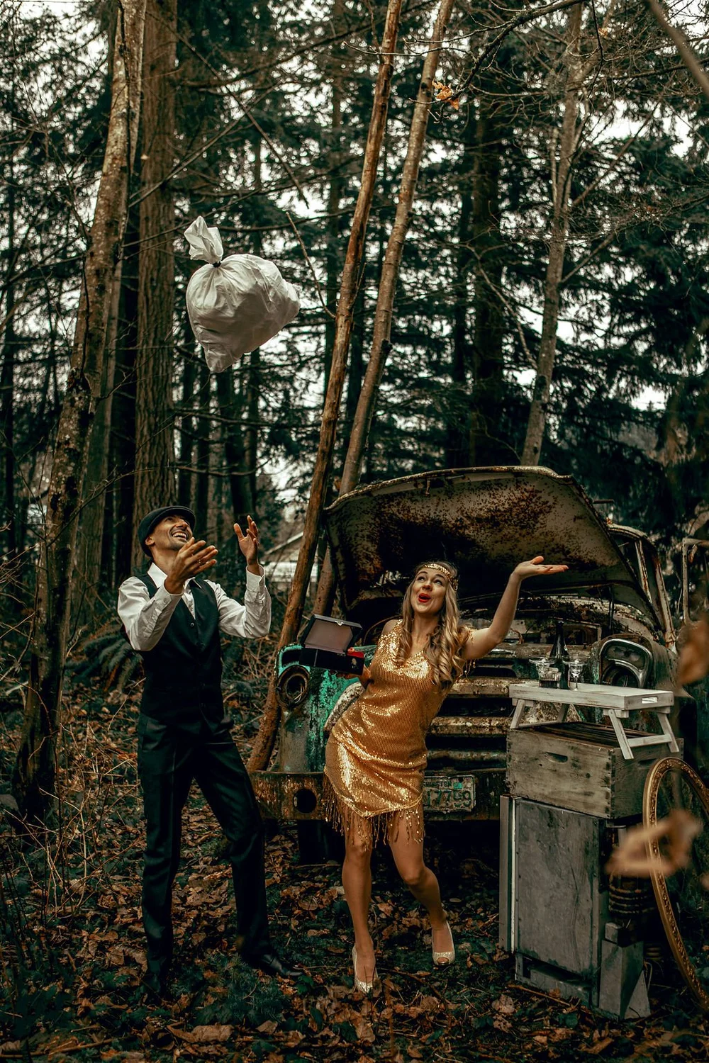 Bonnie and Clyde-themed Session in a Forest in the Pacific Northwest ...