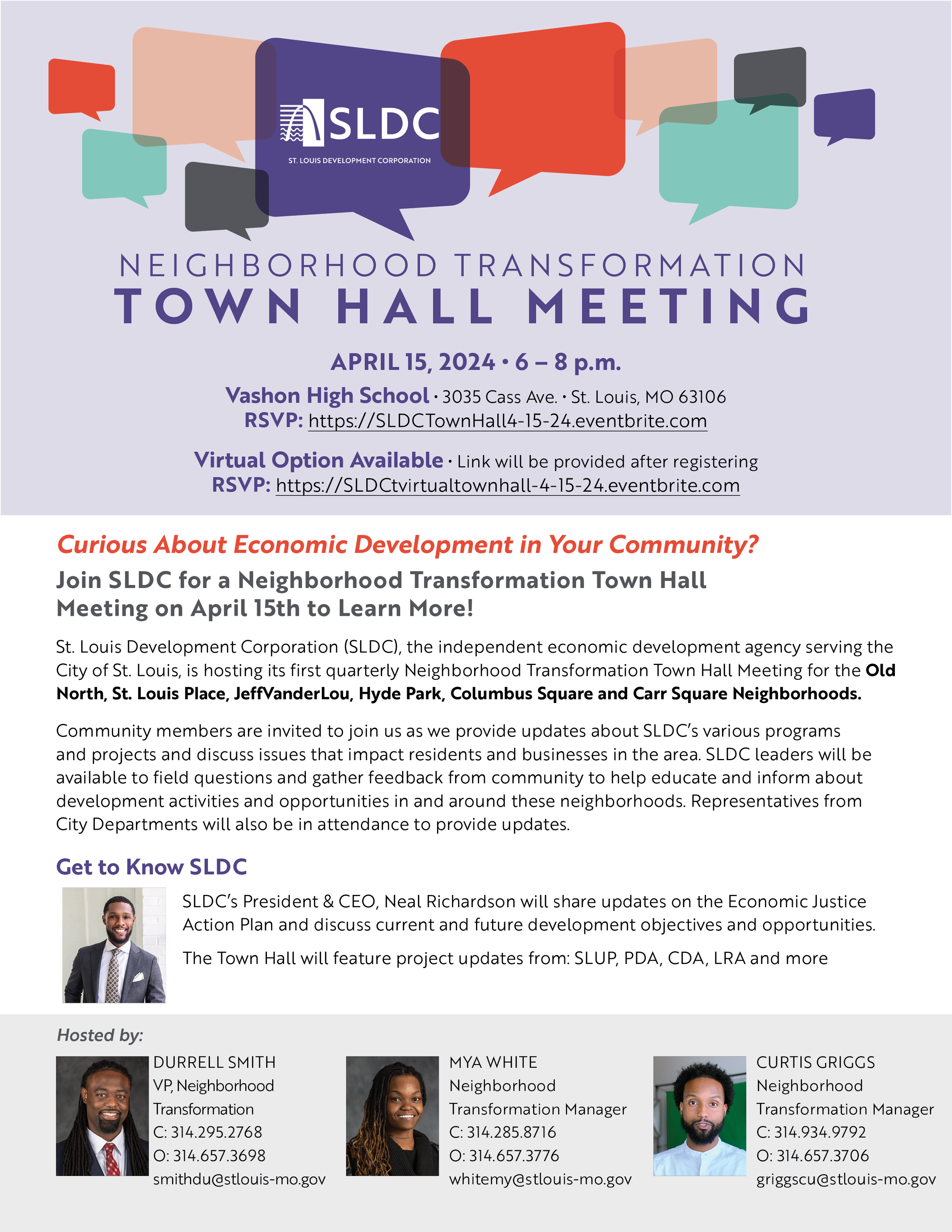 Neighborhood Transformation Town Hall Meeting — SLDC, St. Louis ...