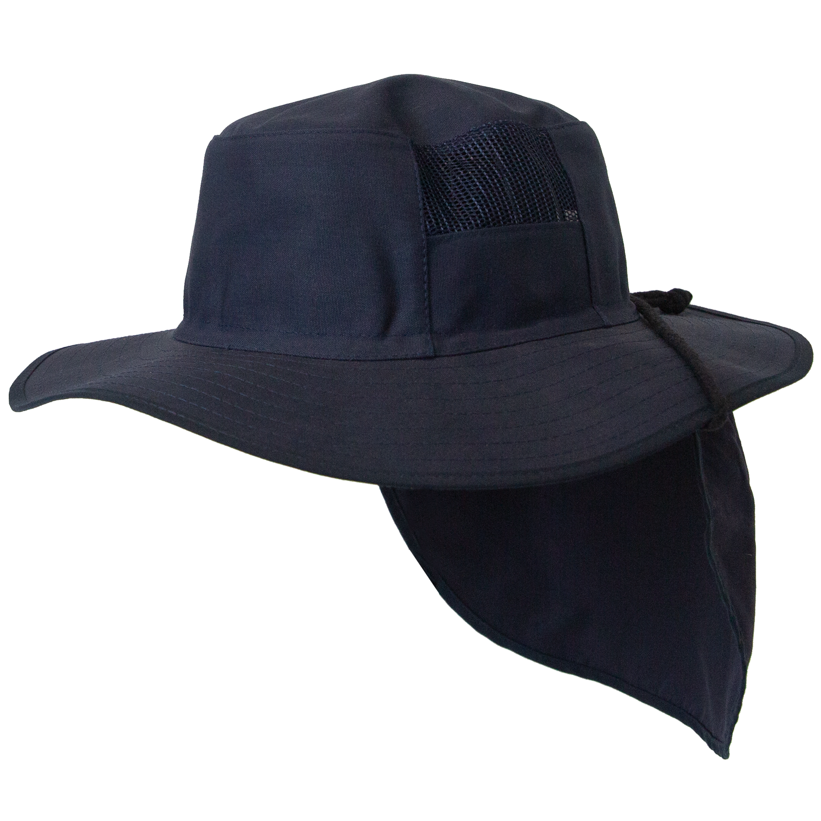 Broad Brim Mesh Hat With Chin Strap and Neck Flap