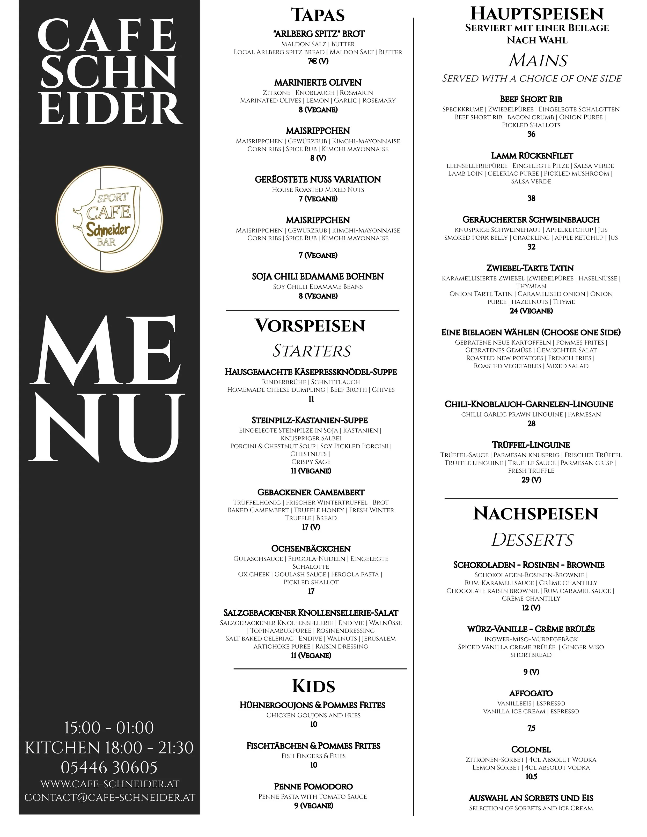 Menu — Café Schneider