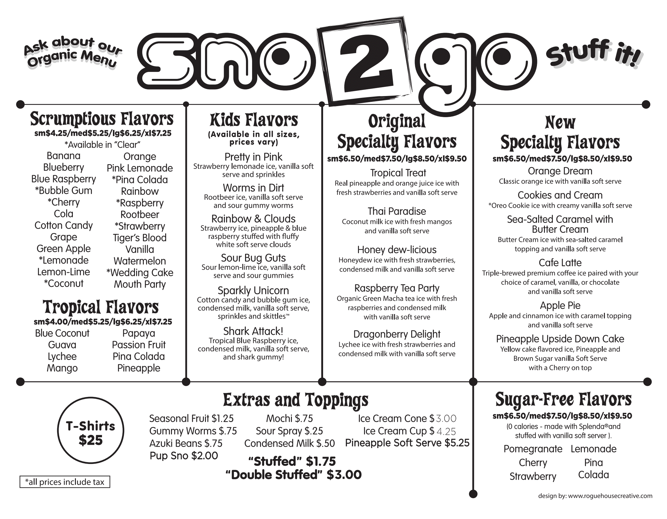 Menu — Sno 2 Go