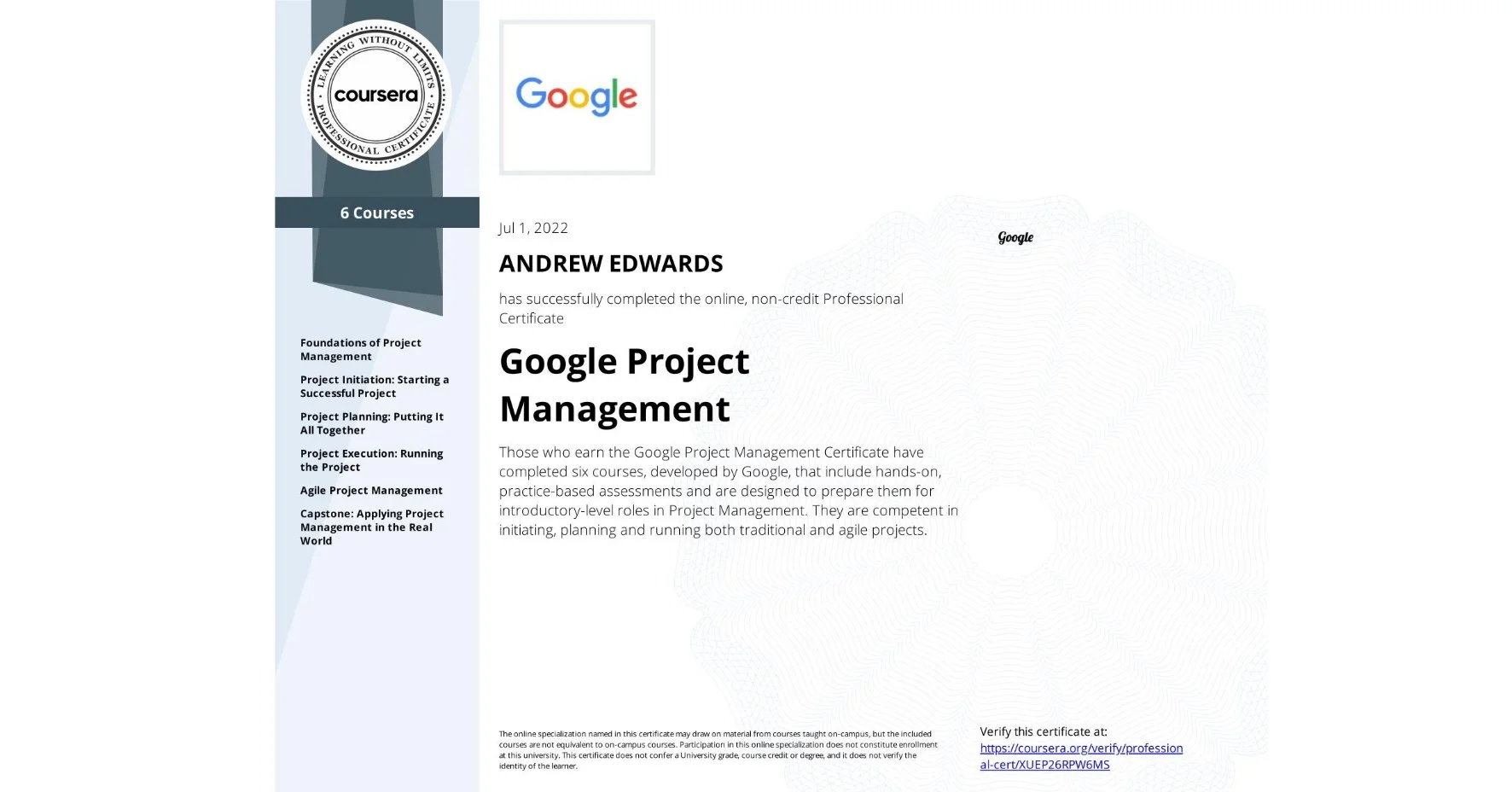 How the Google Project Management Professional Certificate Helped Me Start My Own Company ...