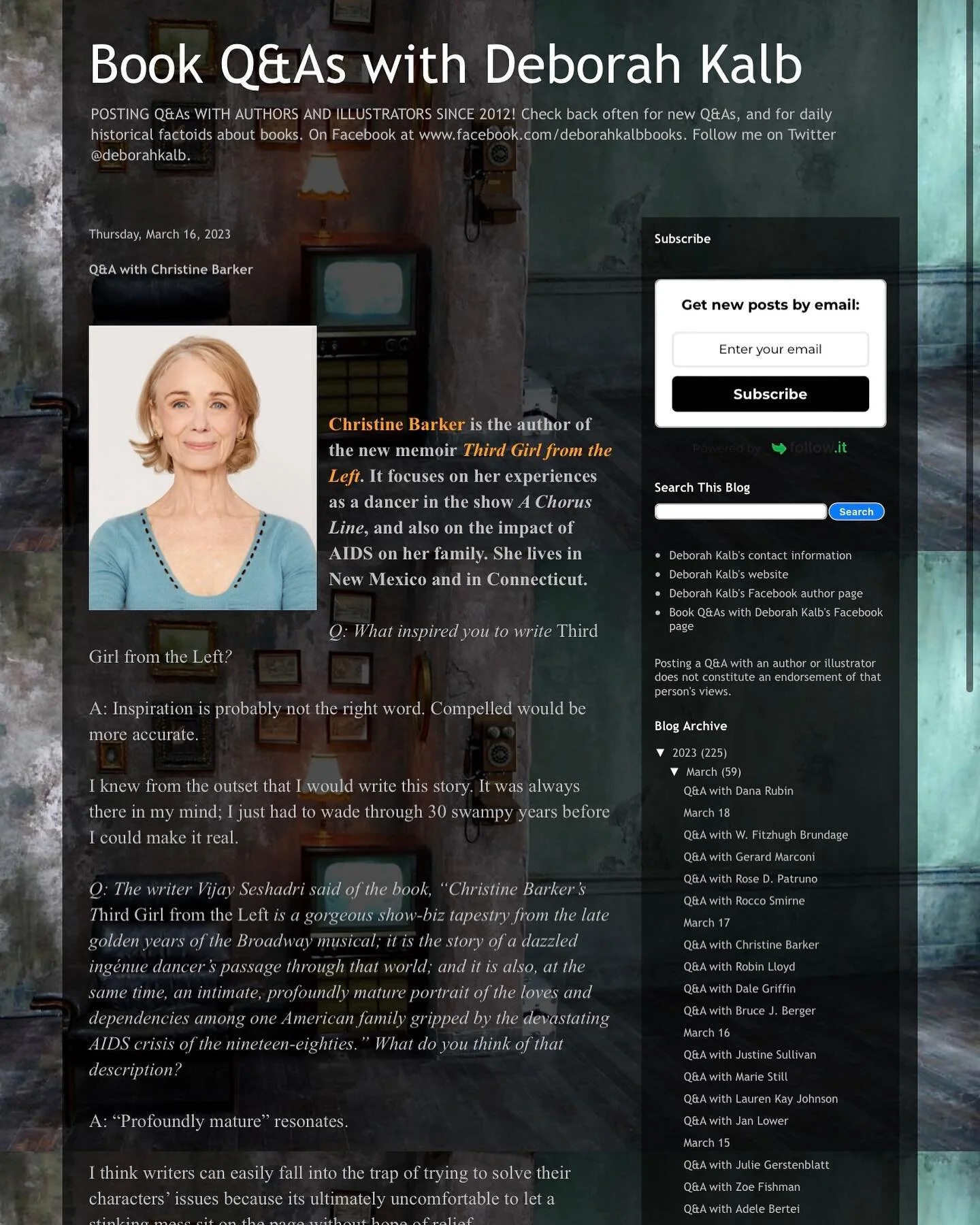 ABOUT — CHRISTINE BARKER