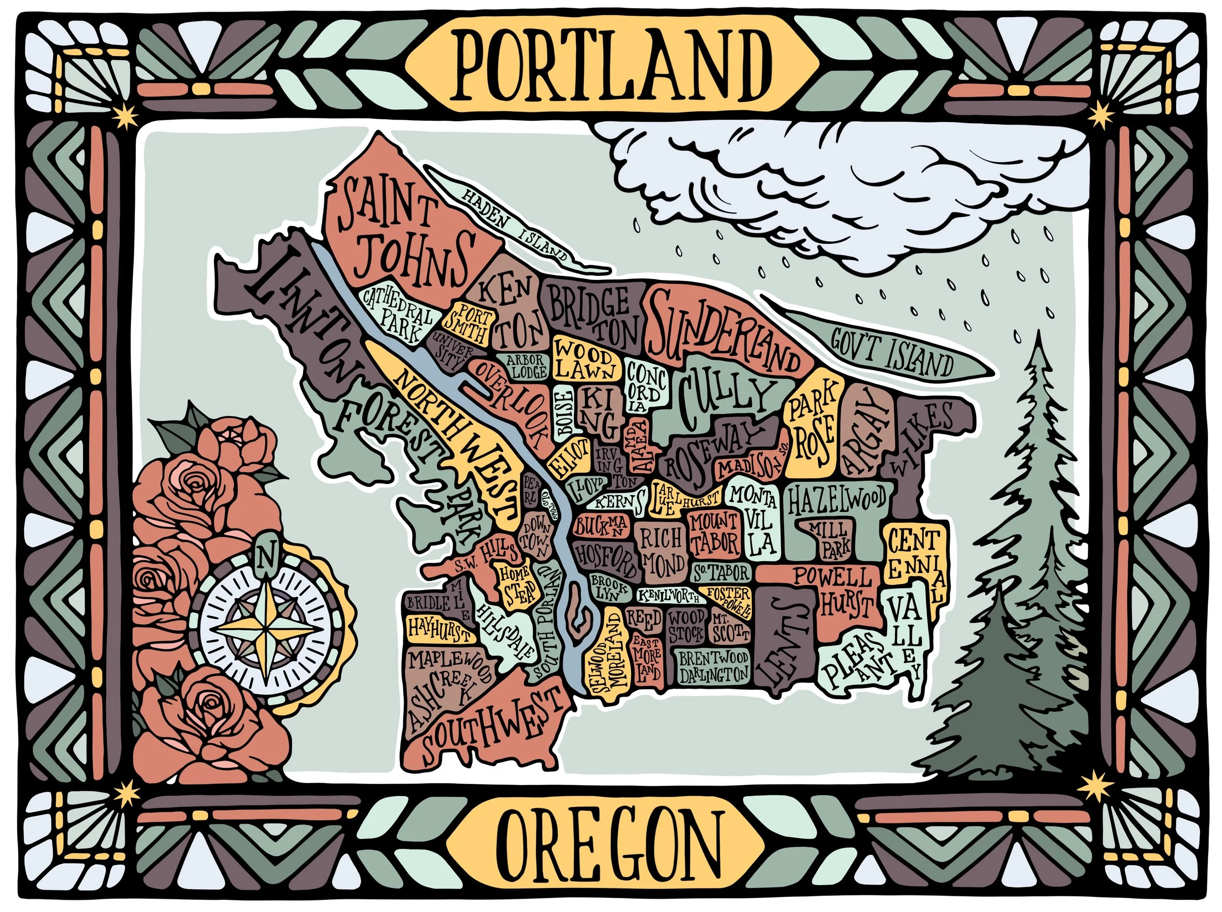 Portland Neighborhood Map — Eliza Illustrated
