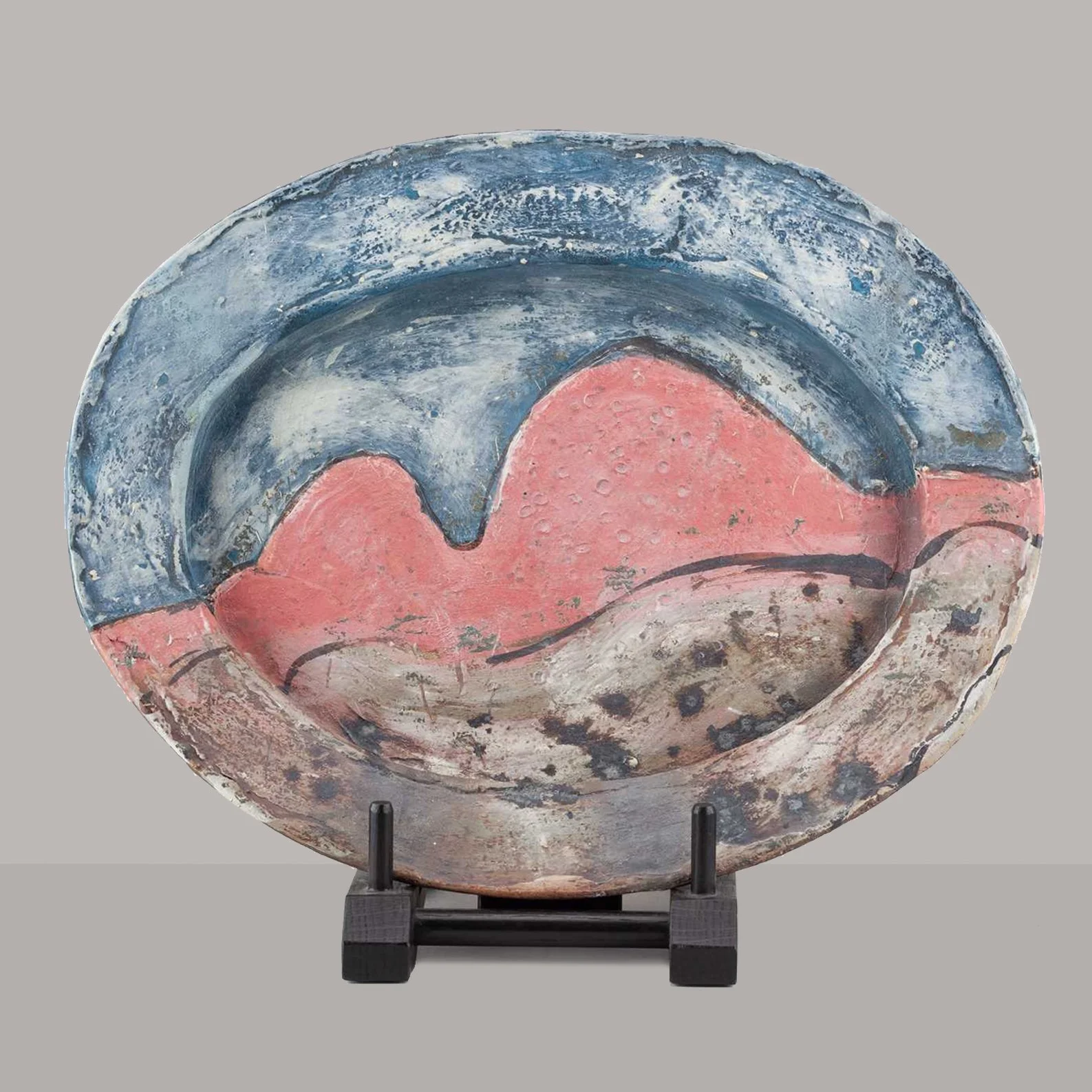 A very large oval stoneware landscape platter, by Robin Welch (1936 ...