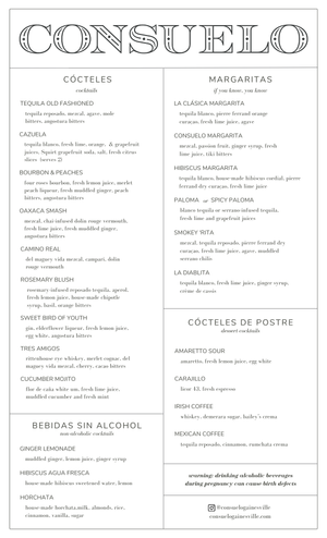 drinks menu consuelo mexican restaurant gainesville ga