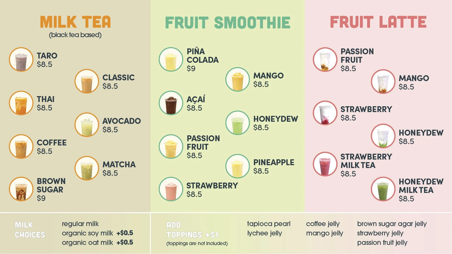 Menu — Maui Bubble Tea