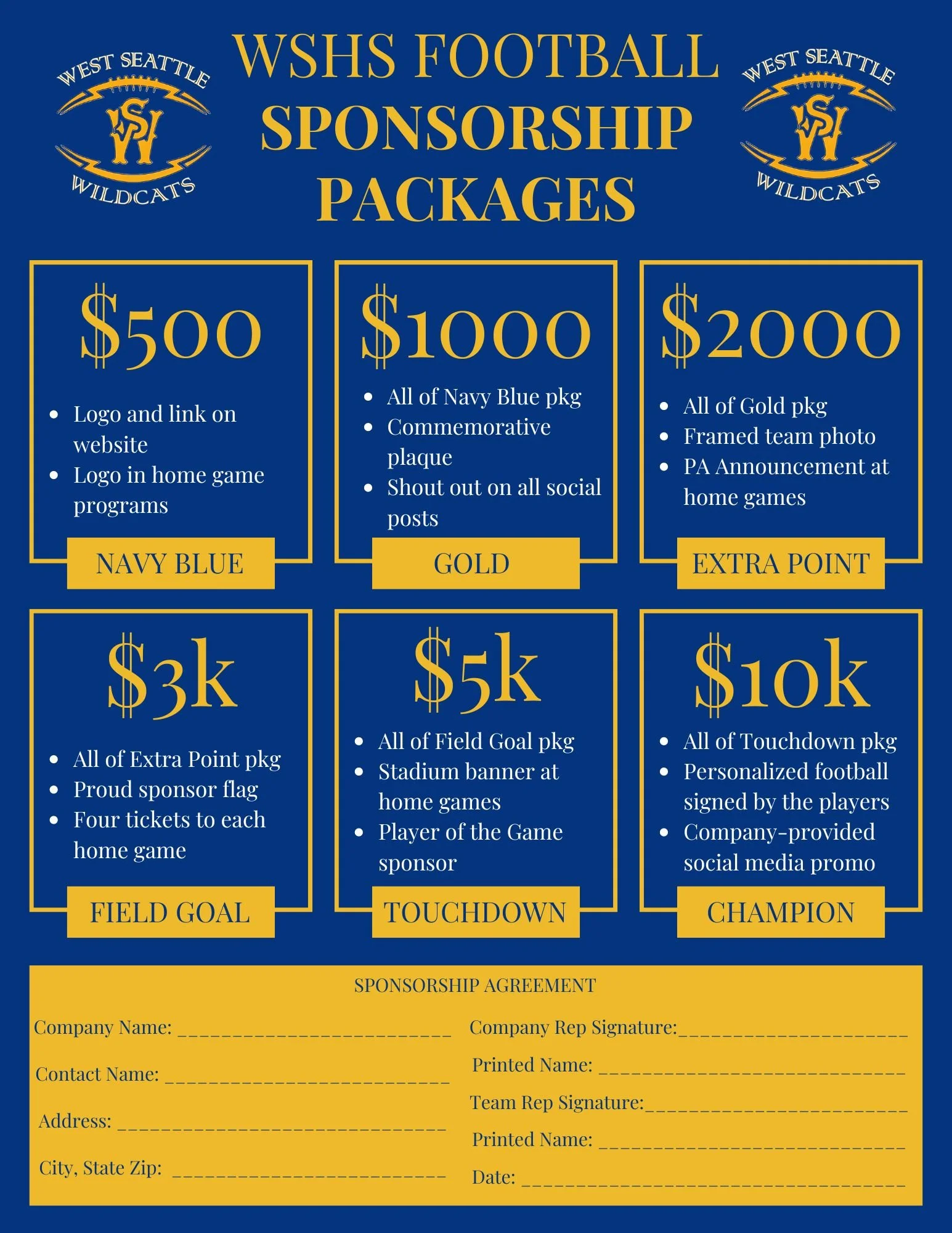 Corporate Sponsorship — West Seattle Wildcats Football