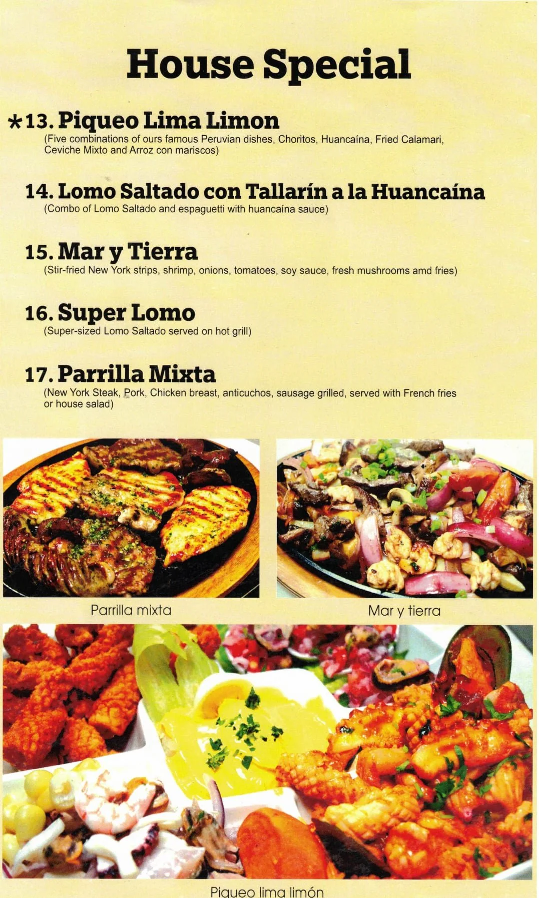 Menu Lima Limon Peruvian Restaurant Menu Lima Limon Peruvian Restaurant