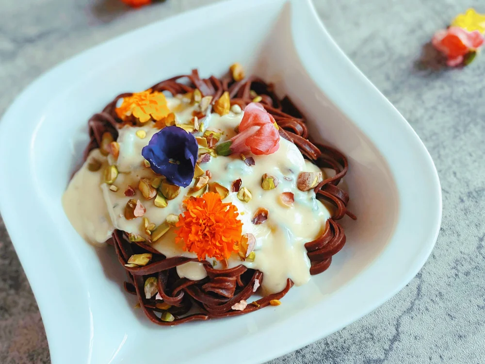 chocolate pasta with gorgonzola sauce — trails and tarragon