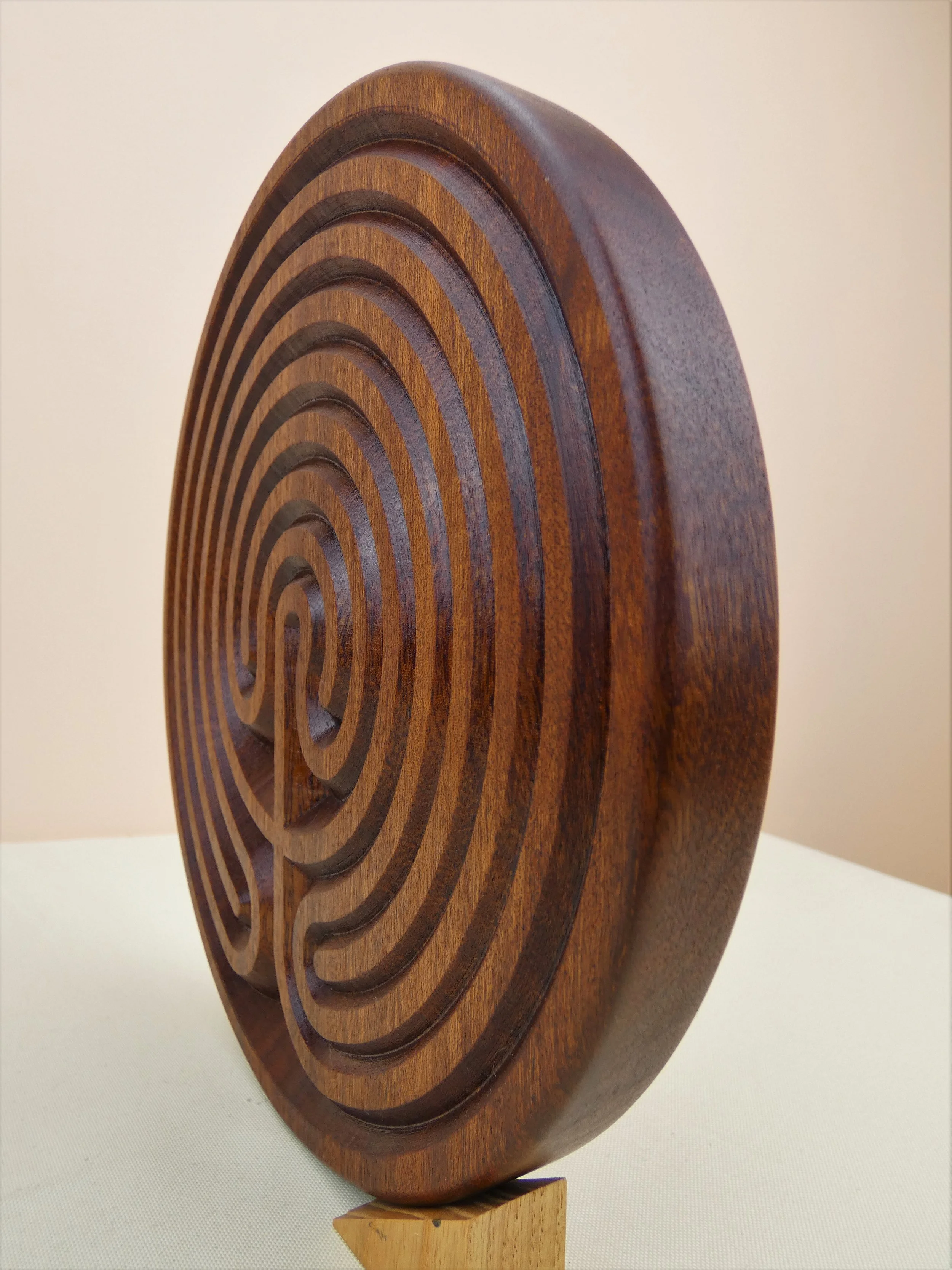 Cretan Round Sapele Large Wooden Finger Labyrinth, Meditation Maze ...