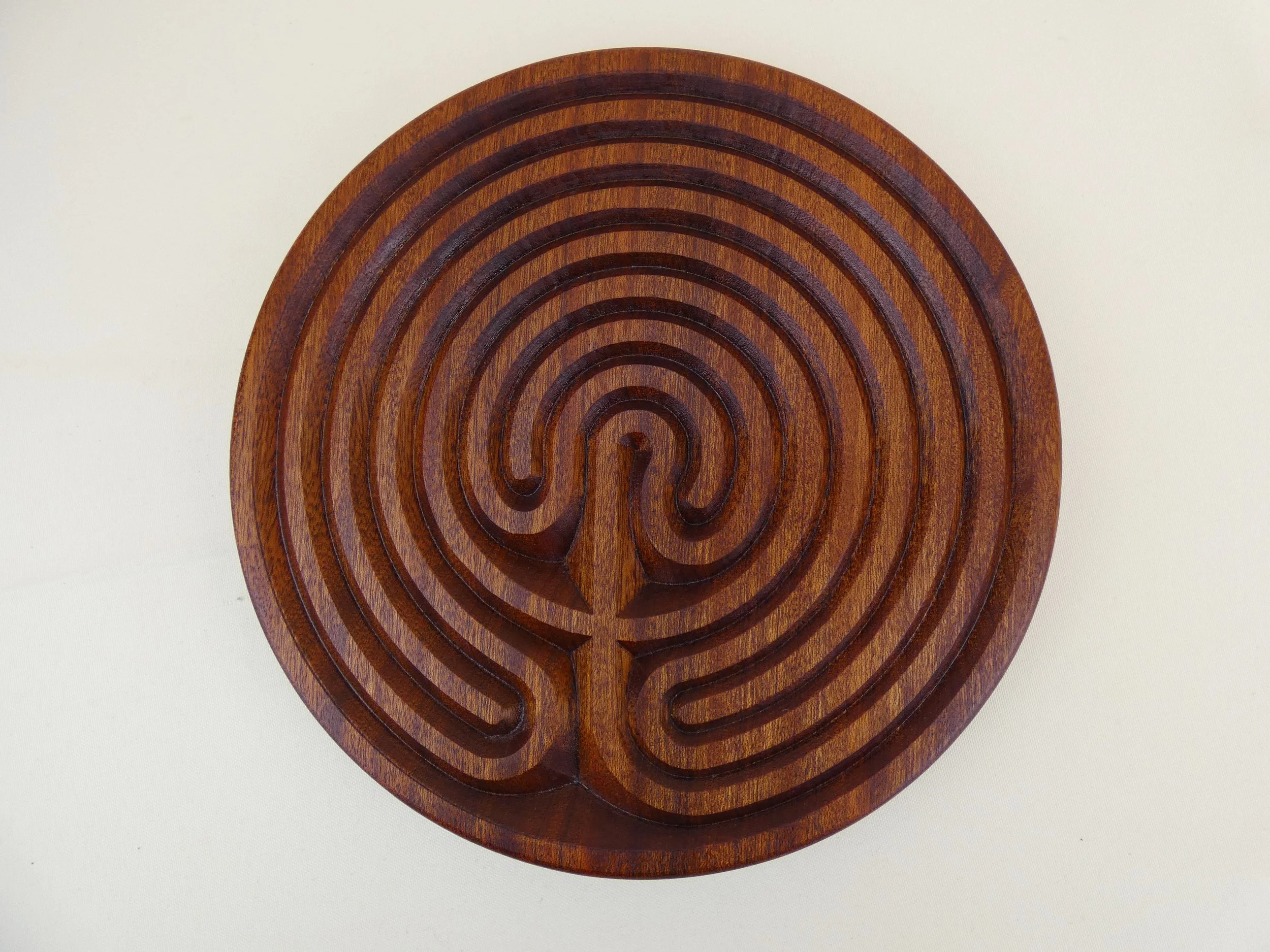 Cretan Round Sapele Large Wooden Finger Labyrinth, Meditation Maze ...