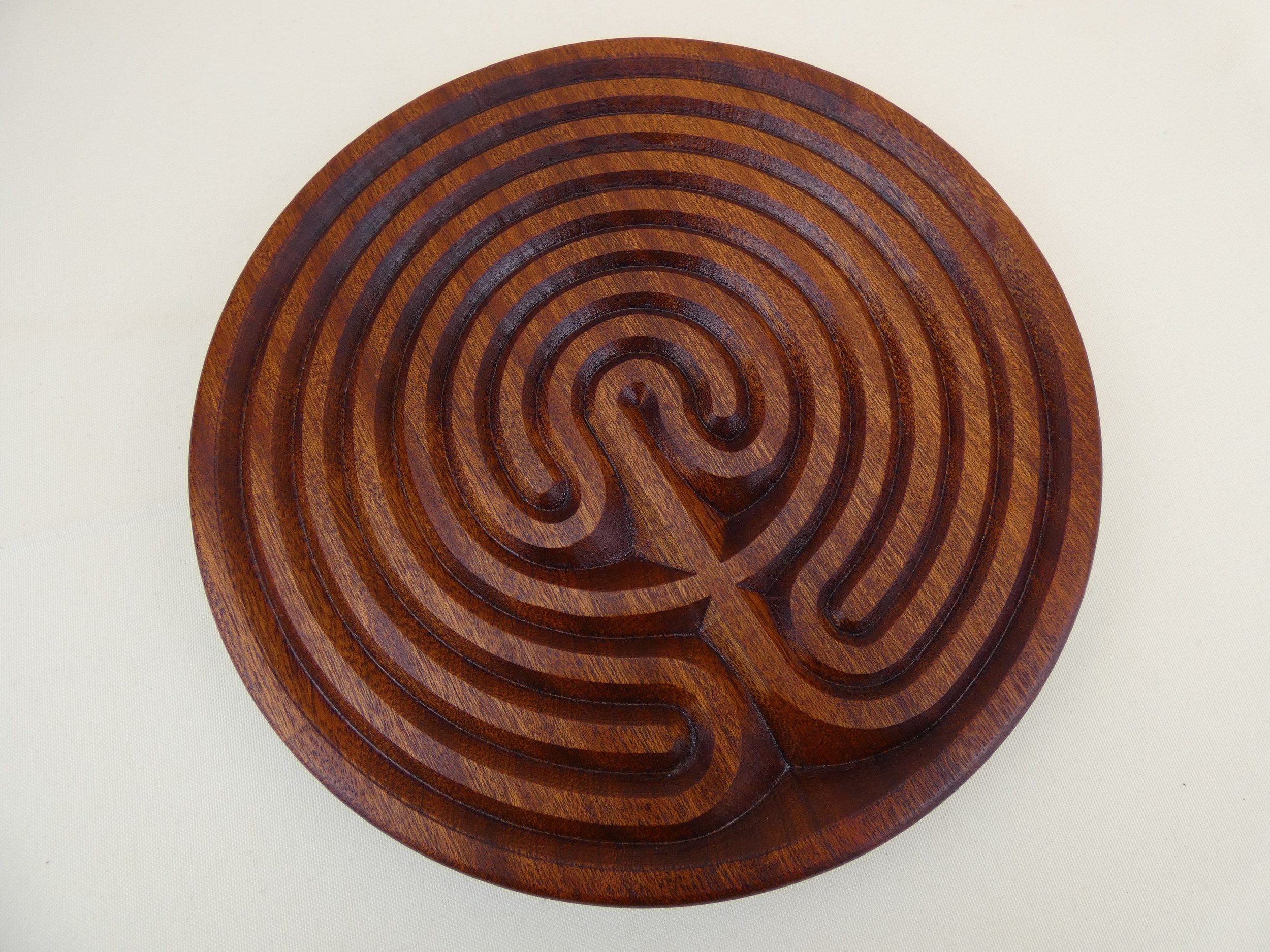 Cretan Round Sapele Large Wooden Finger Labyrinth, Meditation Maze ...