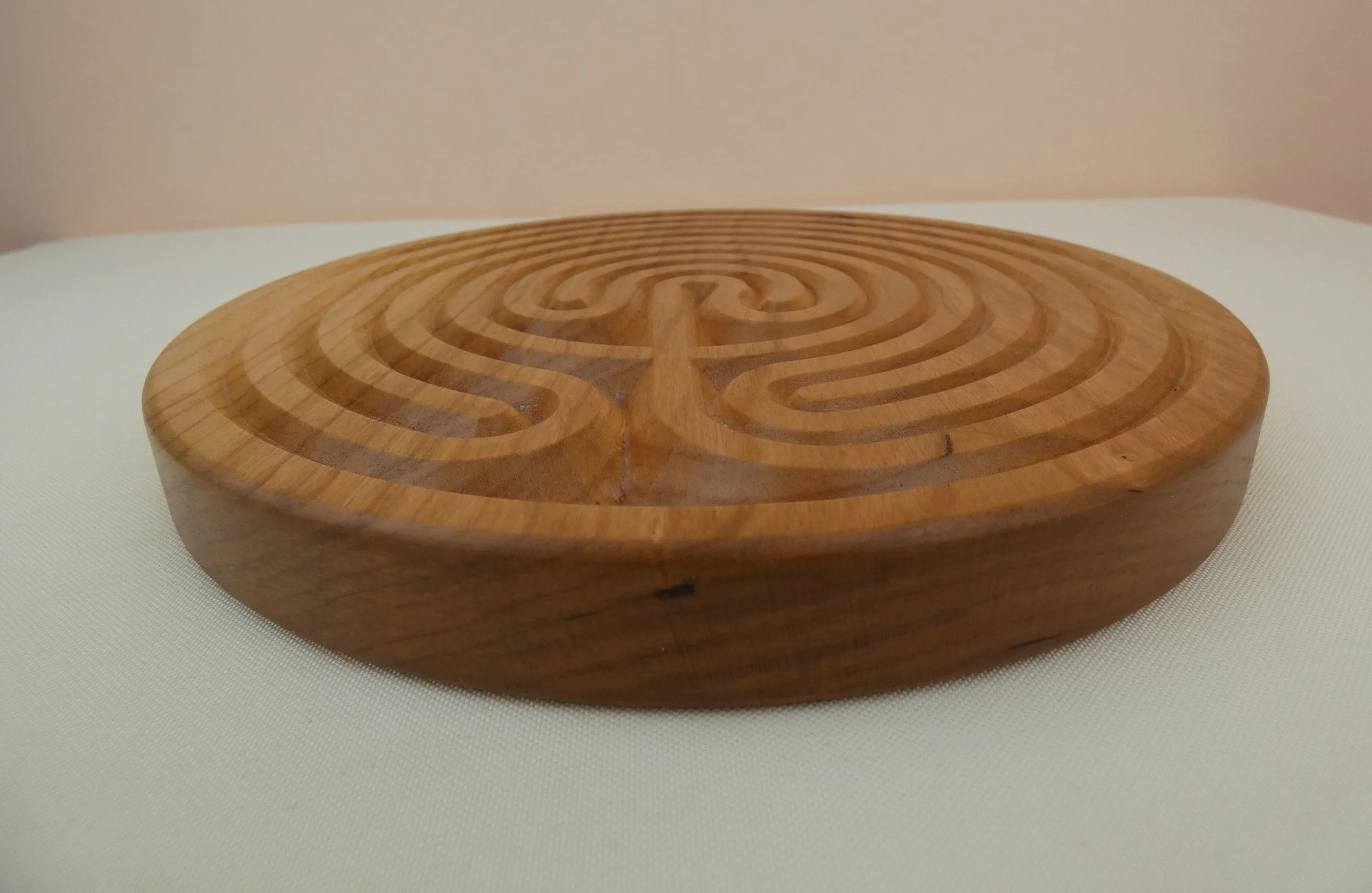 Cretan Round Cherry Large Wooden Meditation Finger Labyrinth — The ...