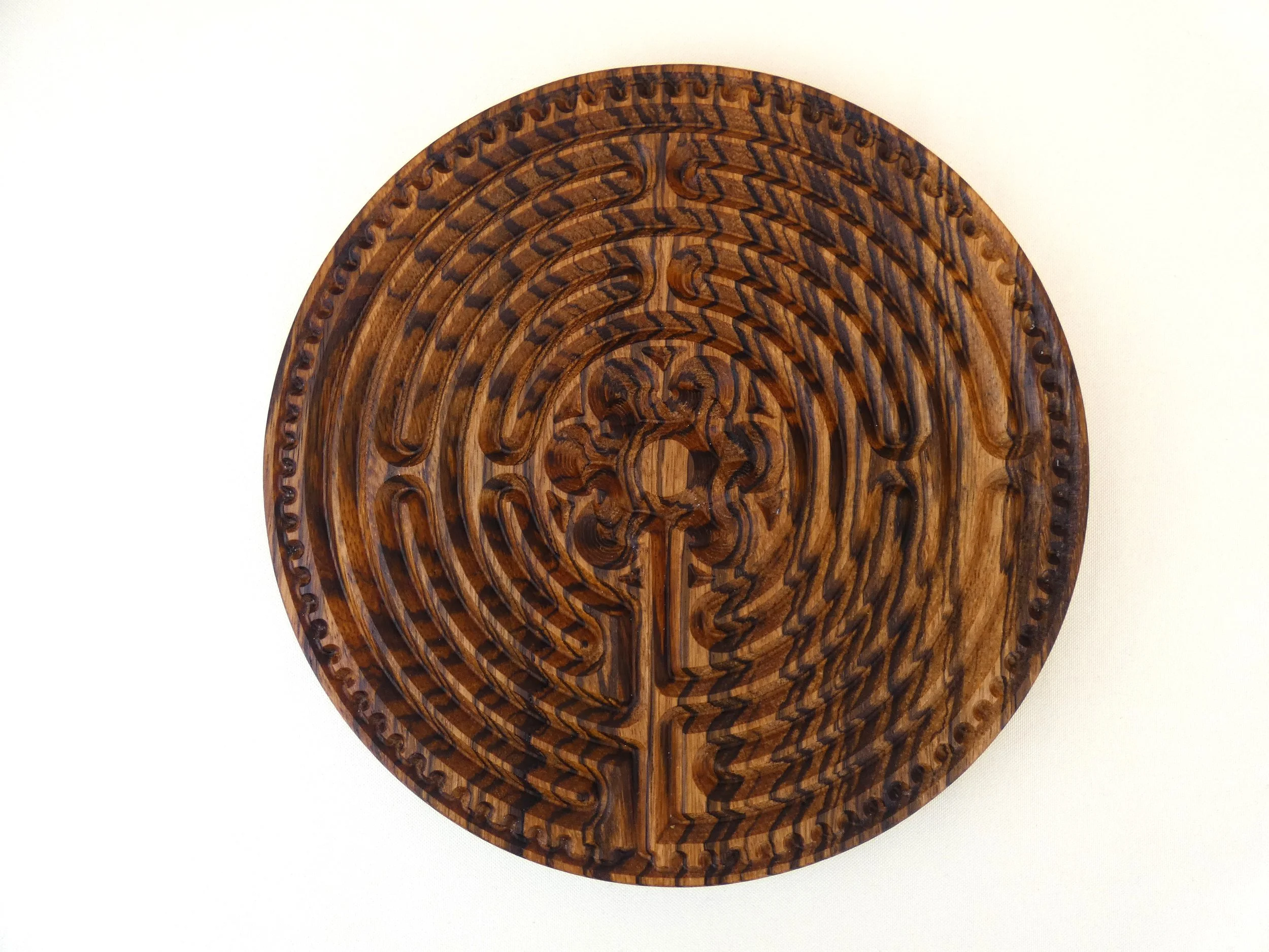 Chartres Round Zebrano large Wooden Finger Labyrinth, Meditation Maze ...