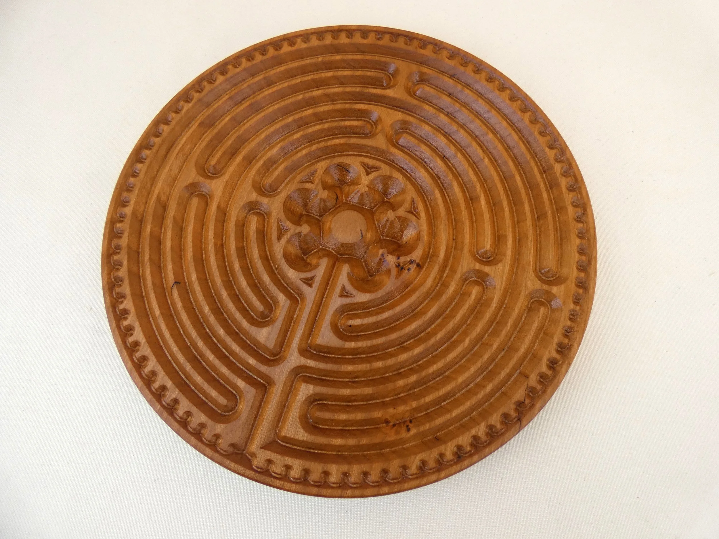 Chartres Round Cherry large Wooden Mediation Finger Labyrinth — The ...