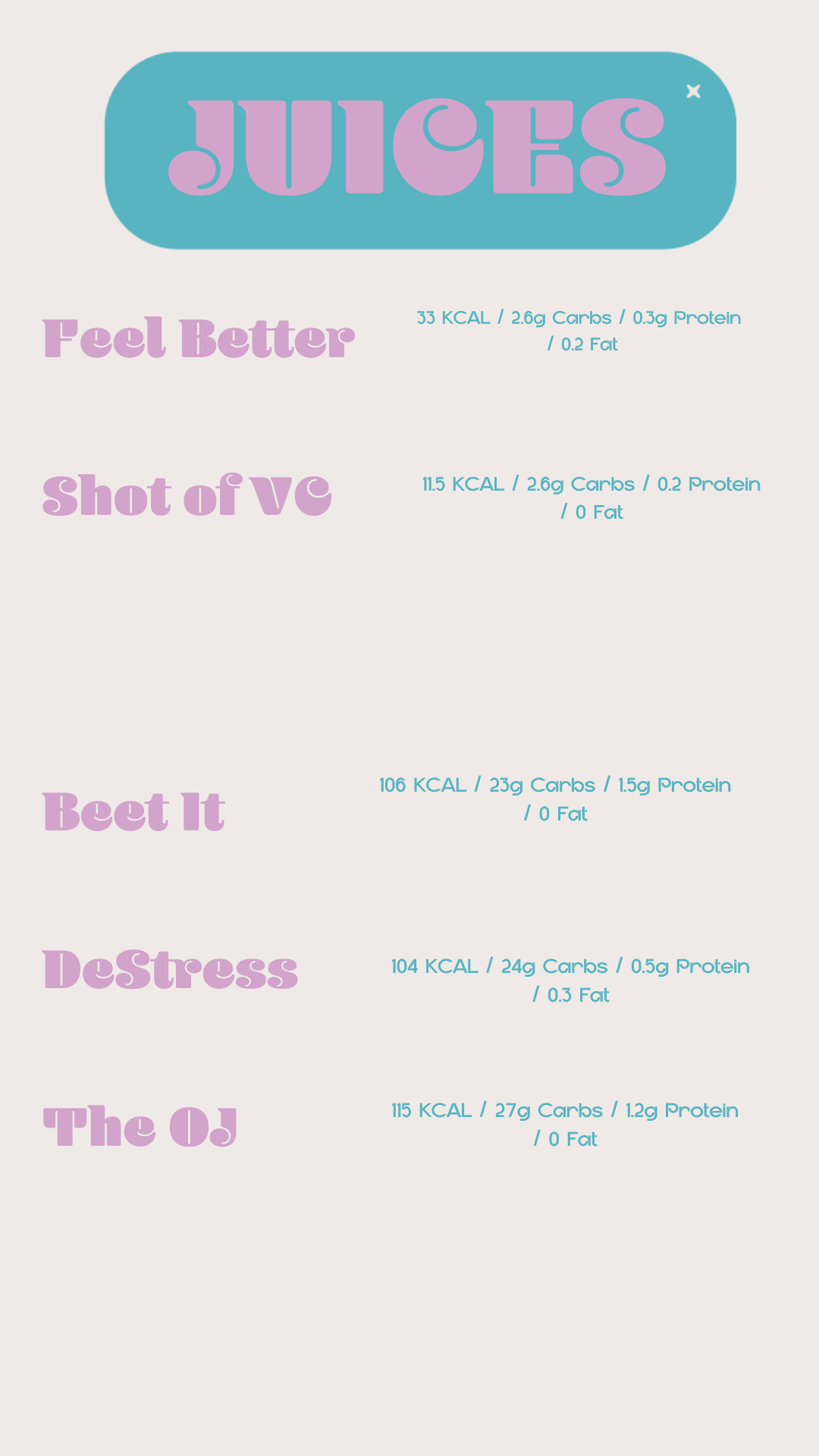Nutrition Facts — Say Suco