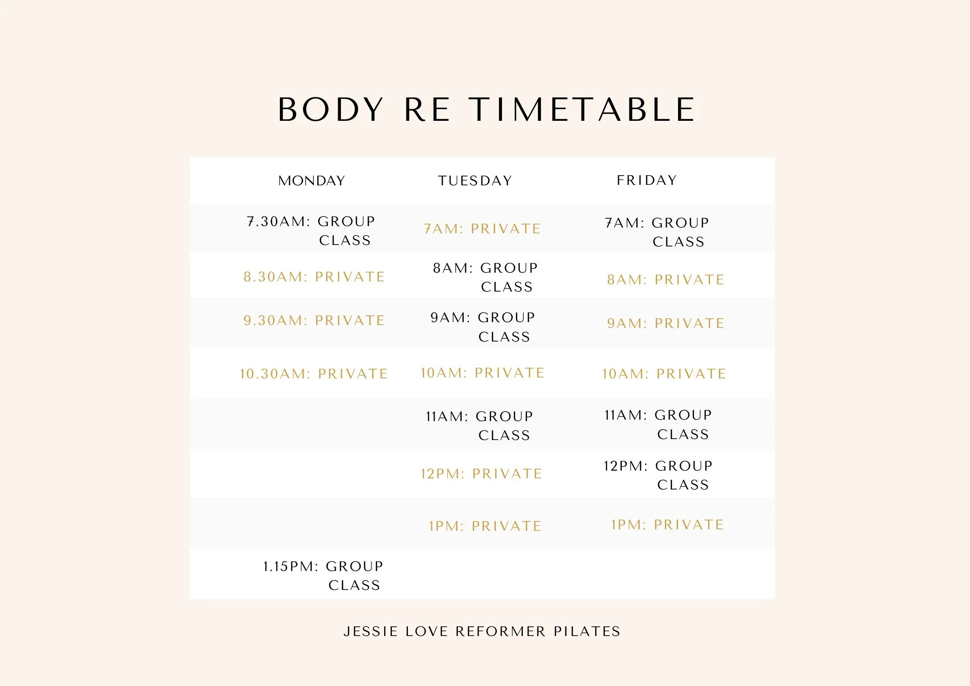 Reformer Pilates Classes Matakana by Jessie Love
