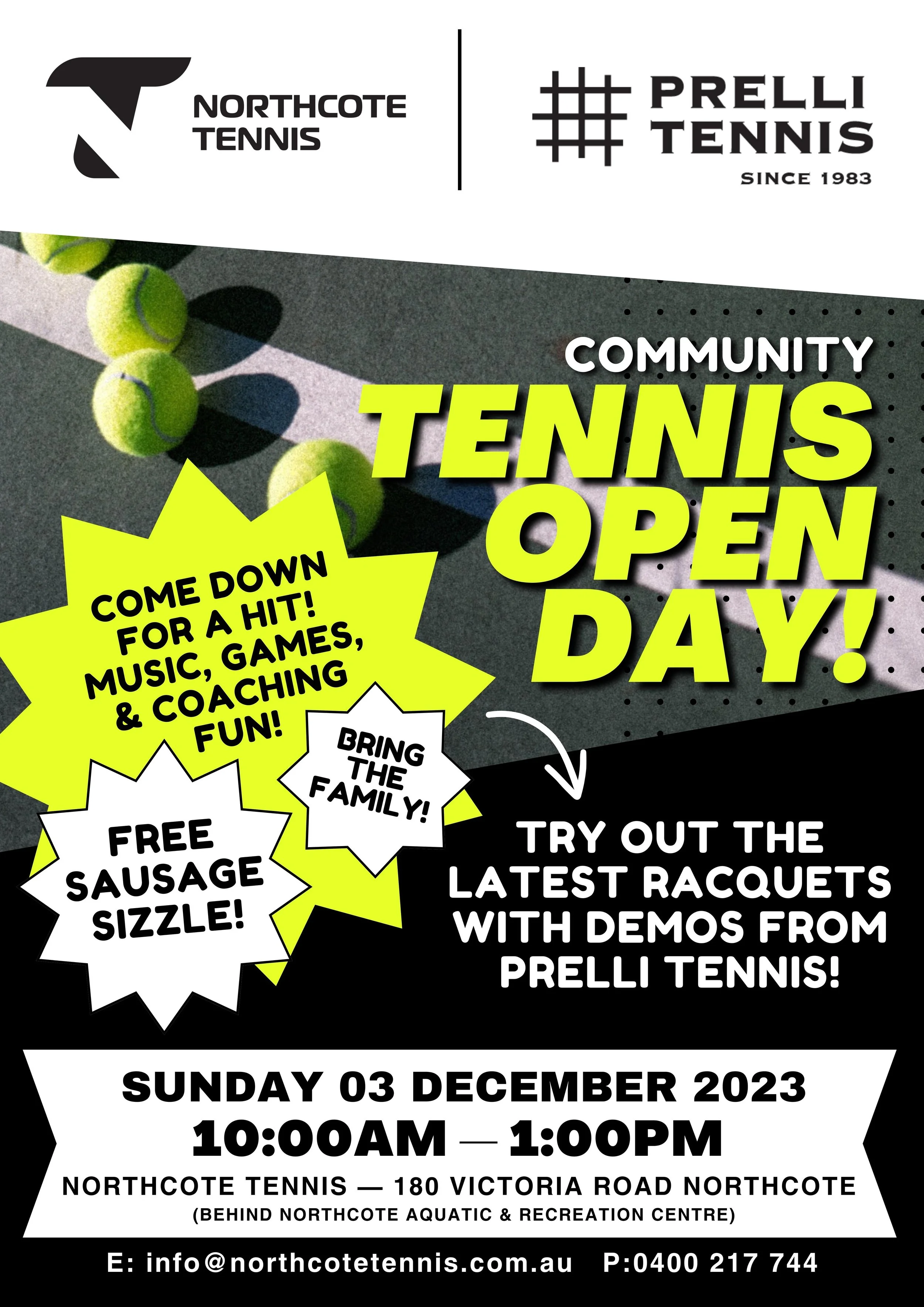 EVENTS — NORTHCOTE TENNIS