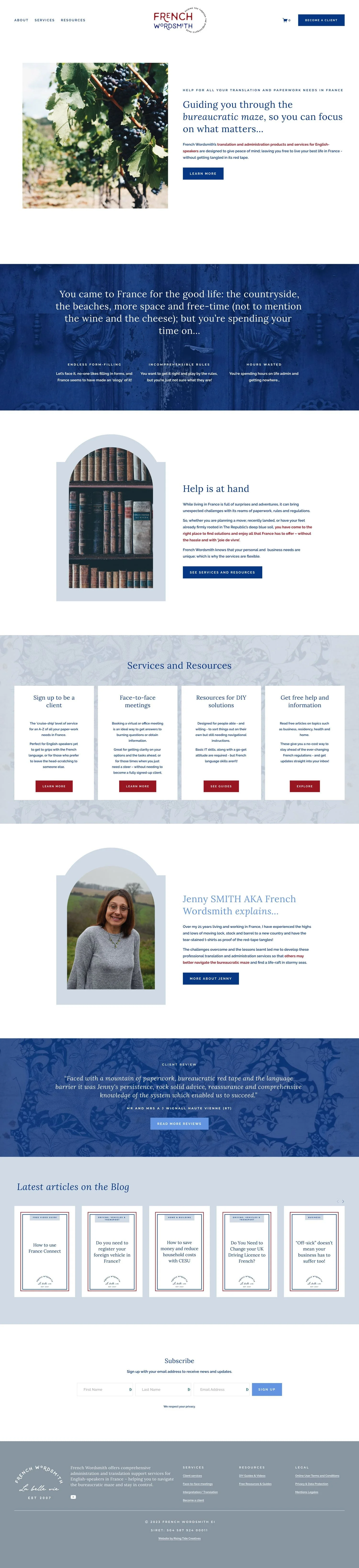 French Inspired Brand and Squarespace Website