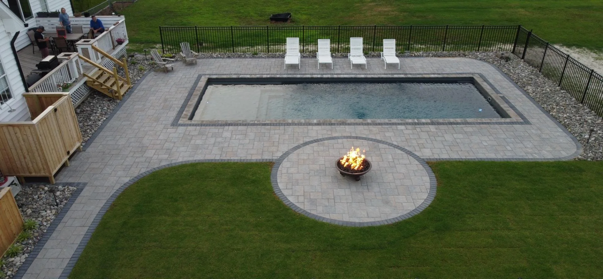 Custom Inground Pool, Paver Patio, Fire Pit, Pavilion in Maple ...